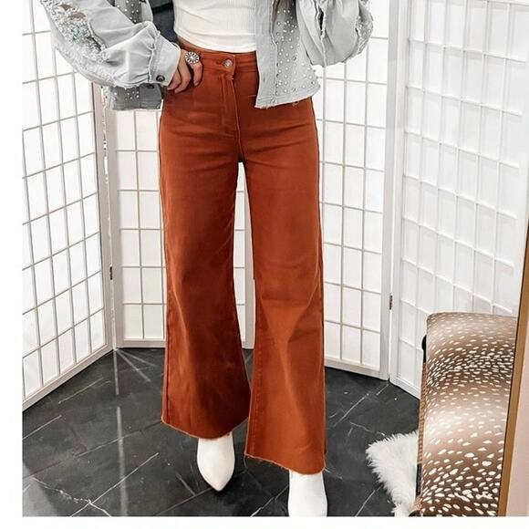 easel | Pants & Jumpsuits | Easel Wide Leg High Rise Cropped Jean Sz S ...